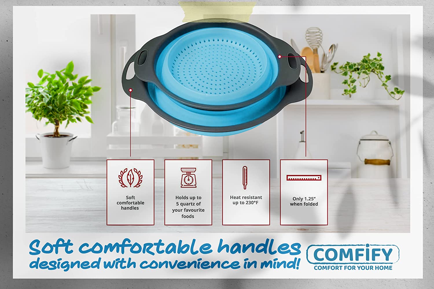 Colander Set - 2 Collapsible Colanders (Strainers) Set– Comfify