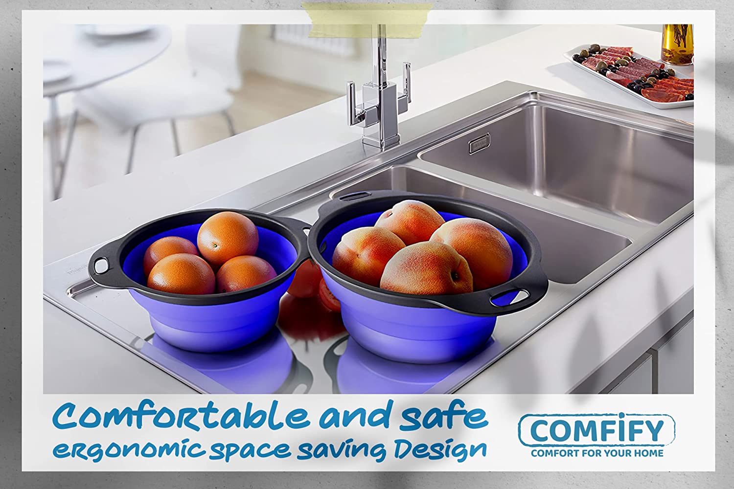 Colander Set - 2 Collapsible Colanders (Strainers) Set– Comfify