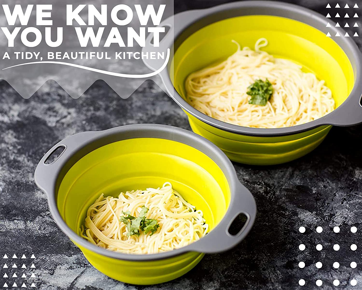 Colander Set - 2 Collapsible Colanders (Strainers) Set– Comfify