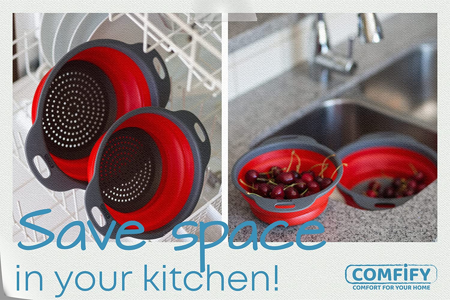 Colander Set - 2 Collapsible Colanders (Strainers) Set– Comfify